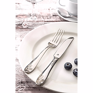 DANIALLI Imperial Silverware Set - 18/10 Stainless Steel Flatware Set for Elegant Dining - Dishwasher Safe Cutlery Set - Floral Silverware Set (20-Piece)