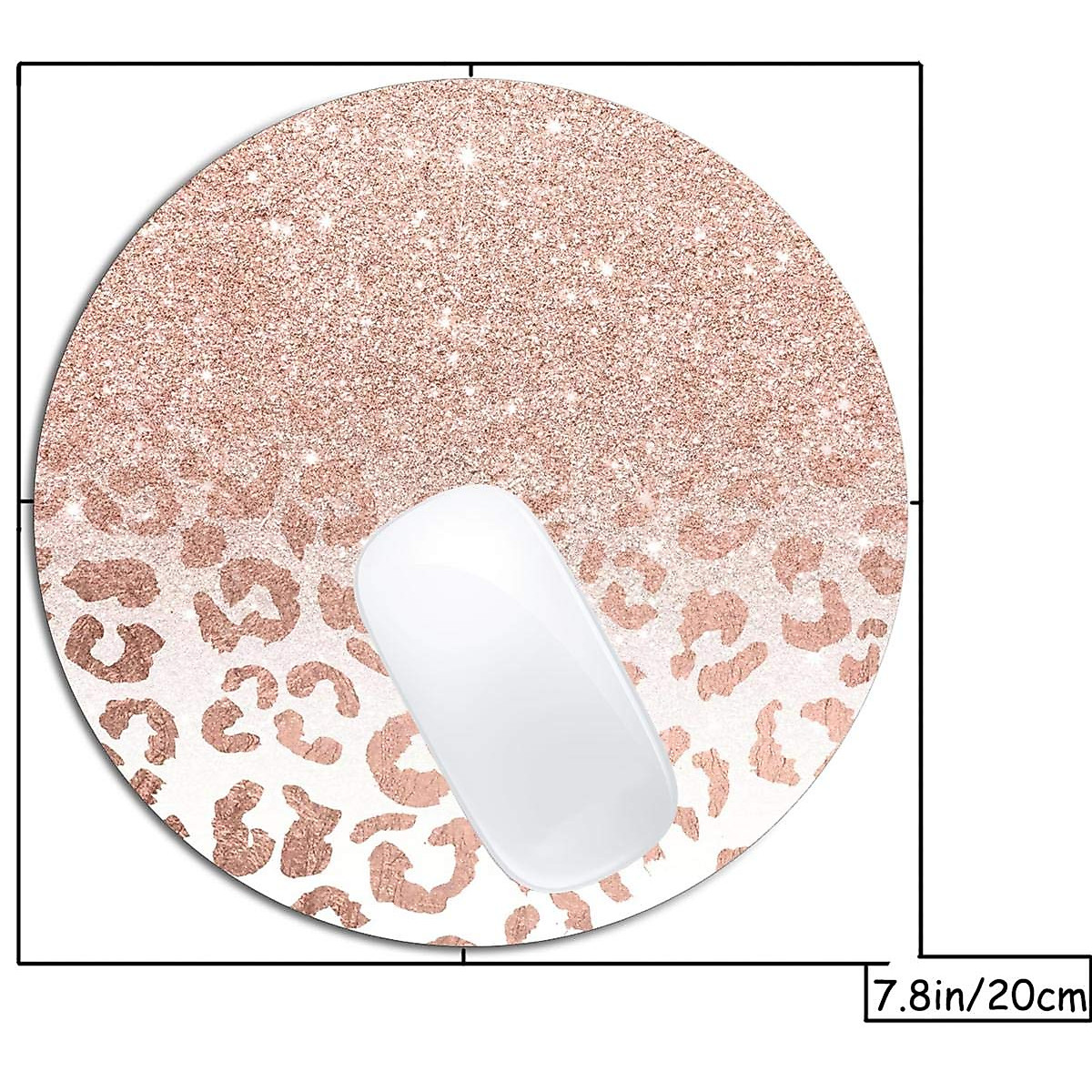Rose Gold Glitter Ombre Mouse Pad Round Non-Slip Rubber Mousepad Laptop Office Computer Decor Cute Desk Accessories Customized Design Mouse Pad