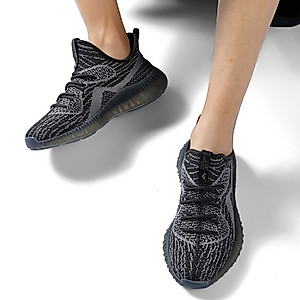 EFOBIH Mens Walking Athletic Shoes Casual Breathable Sport Tennis Athletic Slip on Lightweight Running Sneakers Darkgrey US 9