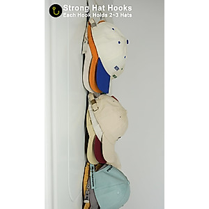 ETOWIFA Hat Organizer Rack for Baseball Caps [Up to 36 Hats] Hat Display Storage Over The Door/Closet/Wall, Hat Hanger with 2 Straps & 12 Hooks, Space-Saving Room/Dorms Organization