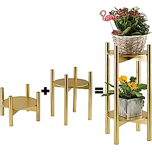 ZPirates Golden Tall Plant Stand Indoor - Tall 26-inch, 12-inch Wide Top - Holder for Small and Large Planter Pots and Flower Vases