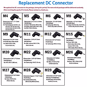 TKDY 90W Laptop Charger Power Cord, fit for DC 19V 19.5V 20V 18.5V 15V 16V Computer, for HP Dell Acer Toshiba IBM Lenovo Asus Gateway Samsung Fujitsu Notebook PC AC Adapter.