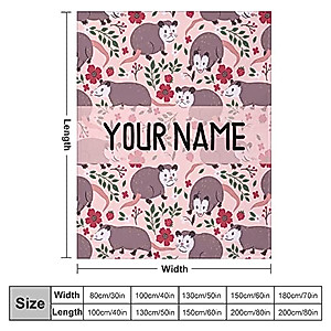 Personalized Possum Blanket Gifts with Name Text, 50"x60" Soft Fleece Possum Throw Blanket, Lightweight, Soft, Cozy, Warm Possum Theme Gifts for Bed Couch