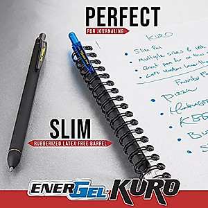Pentel Energel 0.7 Kuro Gel Pen - Medium Line - 12 Pack Of 6 Black & 6 Blue