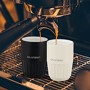 Dlunsen Travel Cup Insulated Coffee Thermal Cup, 14oz Upgraded Double Walled Water Glasses, Vacuum Insulation Stainless Steel with Leak-Proof Lid Tumbler Mug, Reusable Cup for Coffee, White