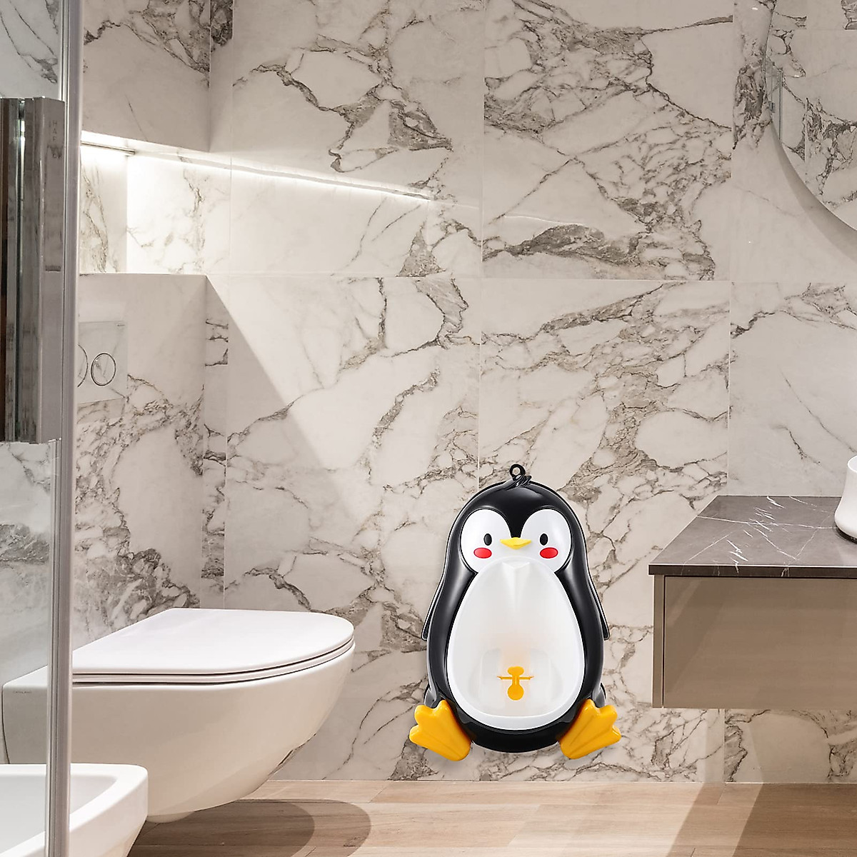 Urinal Pee Trainer Potty Training Urinals Penguin Standing Potty Training Urinal Kids Urinal Trainer for Boys with Fun Aiming Black Childs Urinal