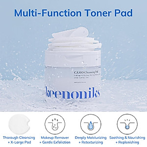 Keenoniks Dual Texture Cleansing Pads with Facial Essence 70ea Large Value Pack- Cabbage & Moringa Wipes for Quick Cleansing, Makeup Remover, Mild Exfoliator | Korean Skincare - (9.29Oz)