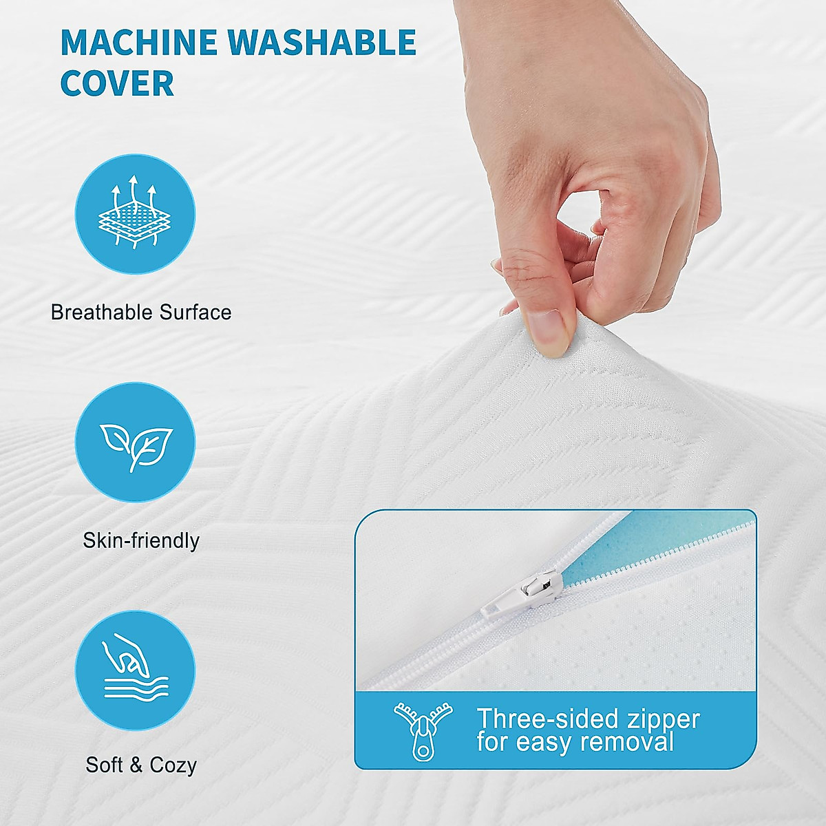 3 Inch Gel Memory Foam Mattress Topper Queen Size, High Density Memory Foam Mattress Pad Cover with 8-21" Deep Pocket for Pressure Relief, Pillow Top with Removable Viscose Made from Bamboo Cover