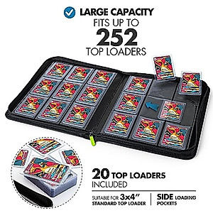 Toploader Binder, Trading Card Binder Storage, 252 9 Pocket Top Loader Binder, Pokemon Binder, Card Collection Binder, Yugioh Cards Binder, MTG Card Binder, TCG Binder, Card Folders for Trading Cards