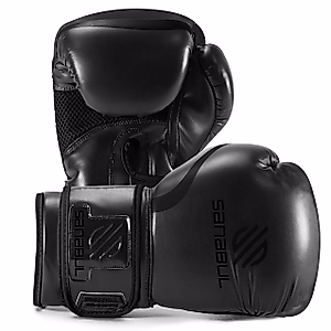 Sanabul Essential Gel Boxing Gloves for Men & Women, Kickboxing MMA, Muay Thai Gloves and Heavy Bag Training Punching & Sparring, AllBlack 10 oz