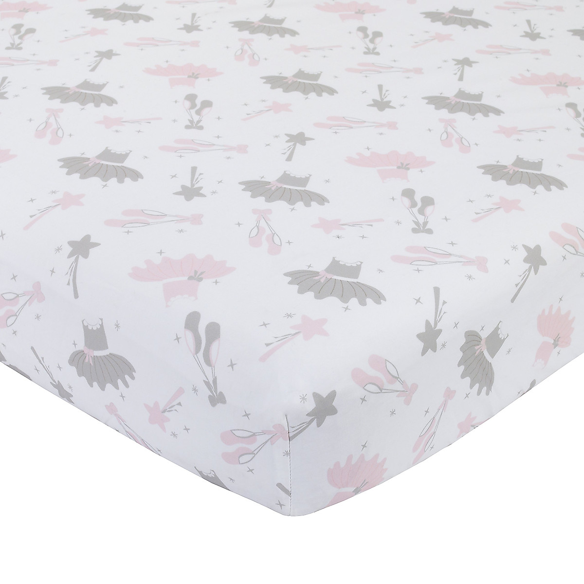 NoJo Ballerina Bows 4 Piece Nursery Crib Bedding Set, Pink/Silver/White