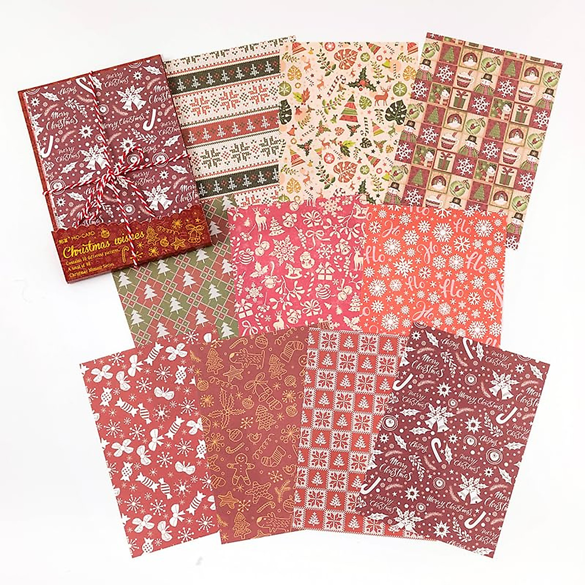 Dwpetzo 128 Sheets Christmas Scrapbook Paper Stickers Kit for Scrapbooking Supplies, 5.5" x 3.9" 30 Christmas Patterned Single Sided Sheets, 6.3"x6.3" 8 Sheets Scrapbook Stickers