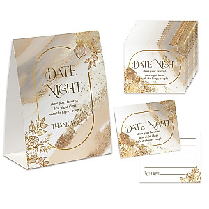 Date Night Ideas for Couples, Date Night Games, Bridal Shower Decorations, Popular Bridal Shower Games for Couples, Including 1 Sign And 50 Date Night Ideas Cards DATEN002