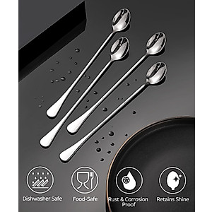 Lovingly Yours 9.5-Inch Long Handle Spoon, Ice Tea Spoons, Ice Cream Spoon, Long Coffee Spoons, Stainless Steel Stirring Spoons, Set of 4