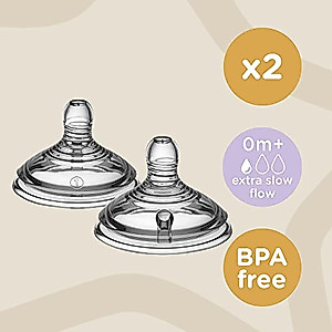 Tommee Tippee Closer to Nature Extra Slow Flow Baby Bottle Nipples, 0m+ – 2pk