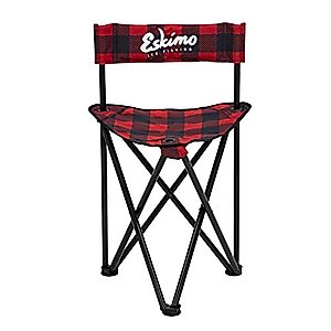 Eskimo Folding Ice Chair, Standard, Buffalo Plaid Adjustable Height, Alloy Steel Red/Black