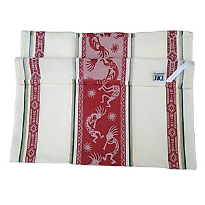 Simply Southwest Decor, Petroglyph Designed Kitchen Towel Set, Yellow Hopi Sun, Teal Geckos & Turtles & Red Kokopelli Towel