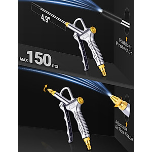 JASTIND Upgrade Air Blow Gun with Adjustable Air Blower Nozzle, Up to 27 Inches Extension with 4.9 Inches Steel Air Flow Nozzle, High Volume Pneumatic Dust Clean Tool for Air Compressor Accessory