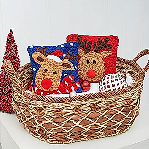 C&F Home Reindeer Games Petite Hooked Christmas Pillow 8 x 8 Red