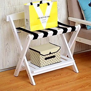 QQXX Suitcase Stand,Luggage Rack,Folding Luggage Racks with Storage Shelf,Luggage Stand Foldable Suitcase Racks Ideal for Guest Room,Bedroom,Hotel(23.6"*25.6", White)