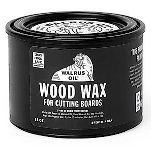 Walrus Oil - Wood Wax, 14 oz Jar, FDA Food-Contact Safe, Cutting Board Wax and Board Cream