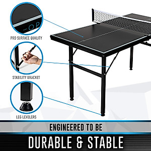 Franklin Sports Mid-Sized Table Tennis Table - Optimum Mid-Size Table - Perfect for Kids or Smaller Rooms - Easy Assembly - Pro Quality - 53" x 29.5", Blue/White