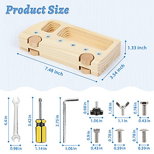 YGORTECH Montessori Wooden Screw Driver Board for Kids, Montessori Toys for 3 Year Old, Basic Skills Educational Sensory Learning Toy for Kids Toddlers Preschool.