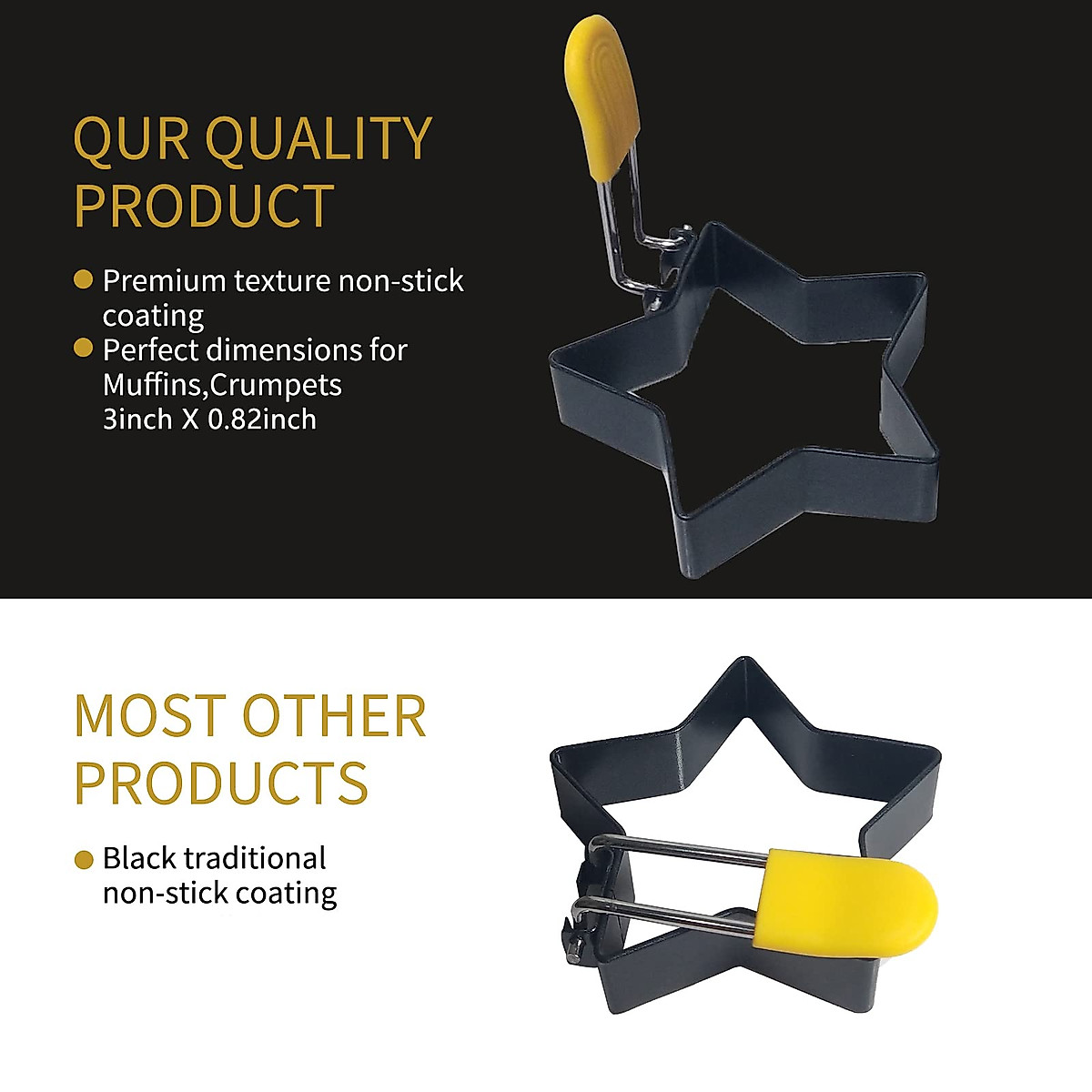 COOKSTYLE Eggs Rings, 4 Pack Stainless Steel Egg Cooking Rings, Pancake Mold for frying Eggs and Omelet, Egg Rings for Frying Eggs