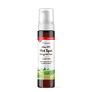 NaturVet Aller-911 Hot Spot Allergy Aid Foam Pet Supplement Plus Aloe Vera – Helps to Relieve Irritated, Itchy Skin for Cats, Dogs – Helps Deter Gnawing, Chewing – Quick Drying – 8 Oz.