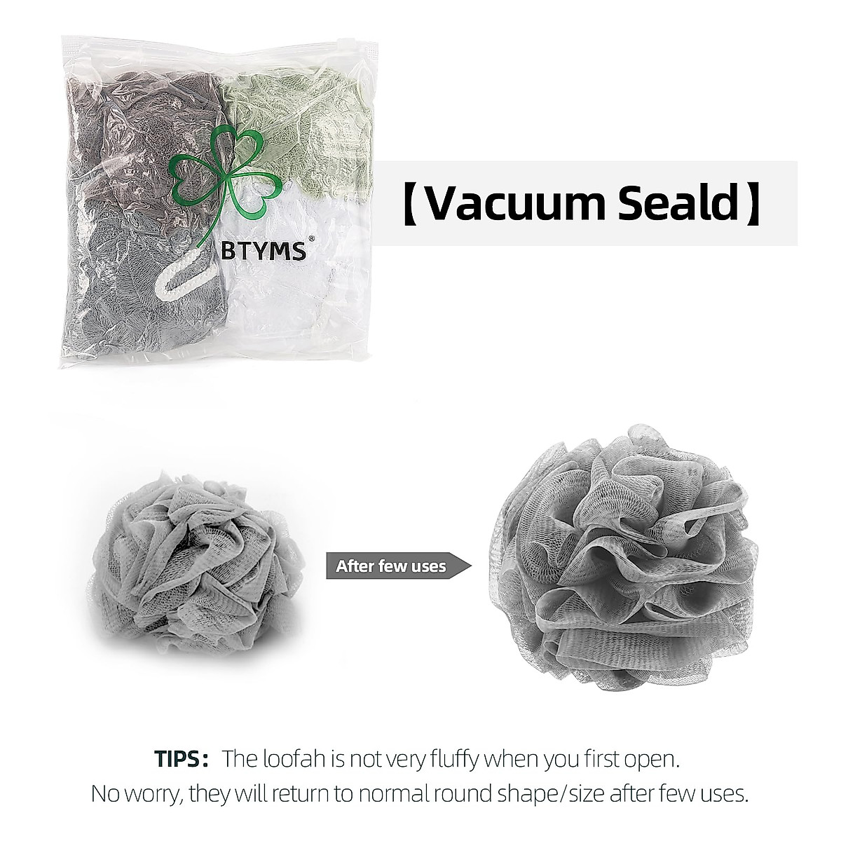 BTYMS 6 Pcs Shower Pouf 60g Bath Loofah Shower Sponge Loofahs Exfoliating Mesh Puff Body Wash Sponge