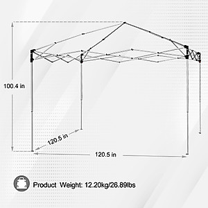 Smartxchoices Pop Up Canopy Tent - 10 x 10 FT Instant Outdoor Canopy with Wheeled Carry Bag, 4 Ropes, Straight Legs, Stakes,Height Adjustable Outdoor Tent Sun Protection Beach Shelter