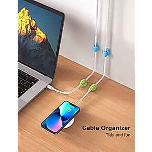 iToleeve 12Pcs Cable Clips, Fun Cord Holders, Silicone Thumb Wall Hooks, Cord Organizer for Desk Wall Car Nightstand, Cord Clips, Wire Holders, Phone USB Charger Cable Management, Key Hanger
