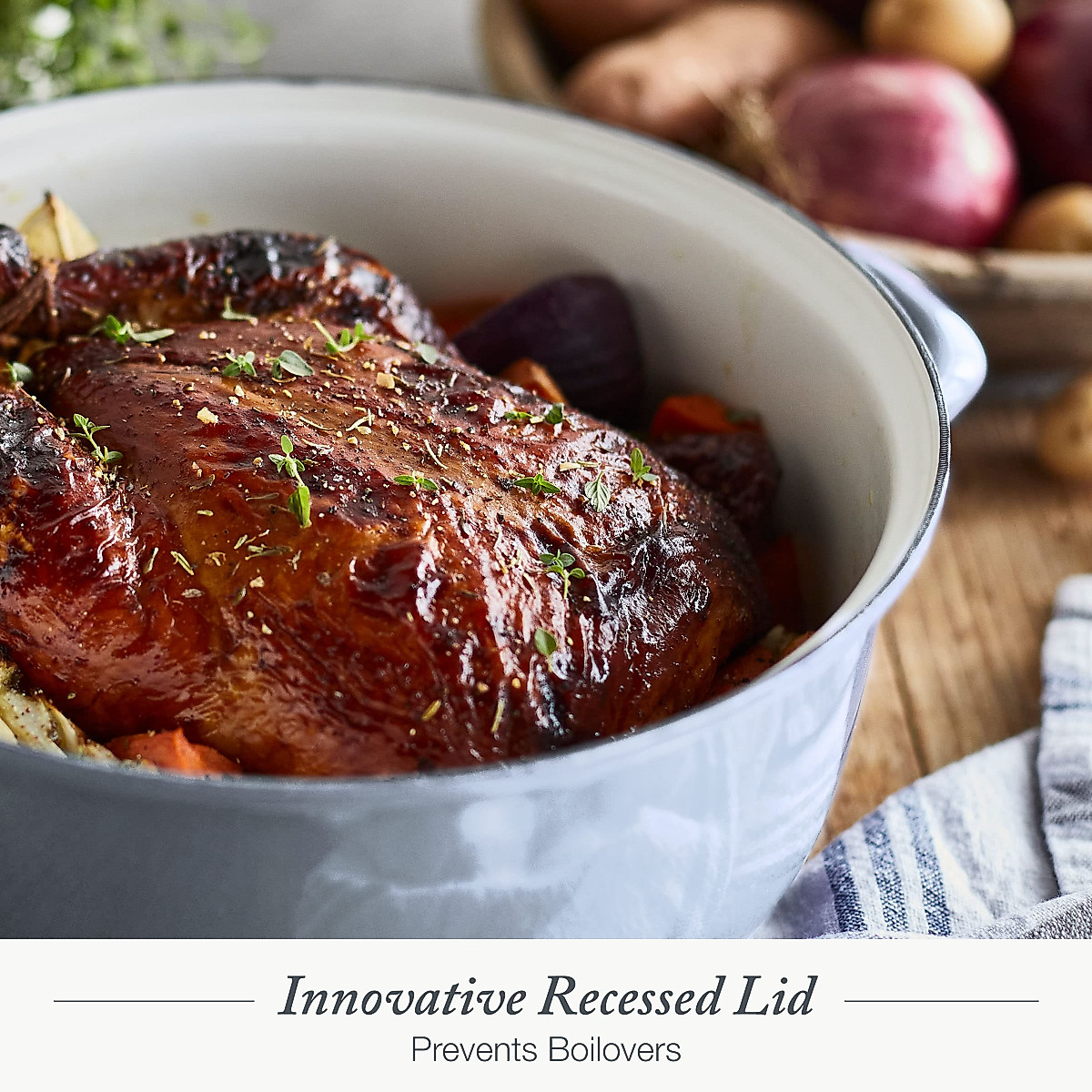 Merten & Storck German Enameled Iron, Round 5.3QT Dutch Oven Pot with Lid, Cloud Gray