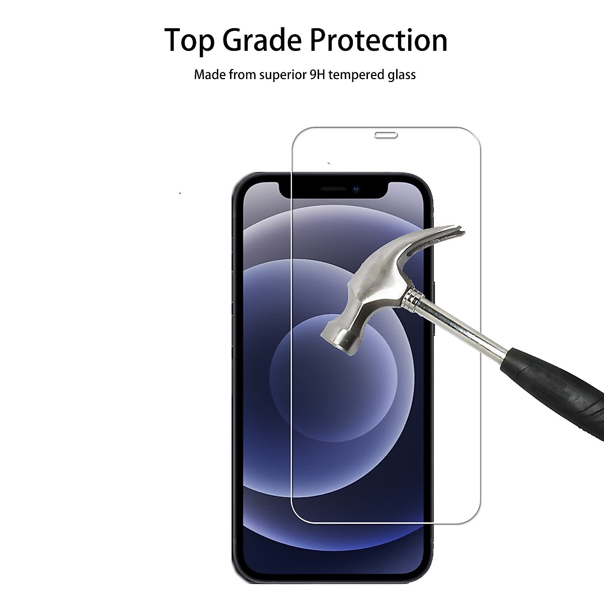 HKKAIS Screen Protector For iPhone 12 mini Tempered Glass 2-Pack Camera Lens Protector Film 2-Pack with Easy Alignment Tool