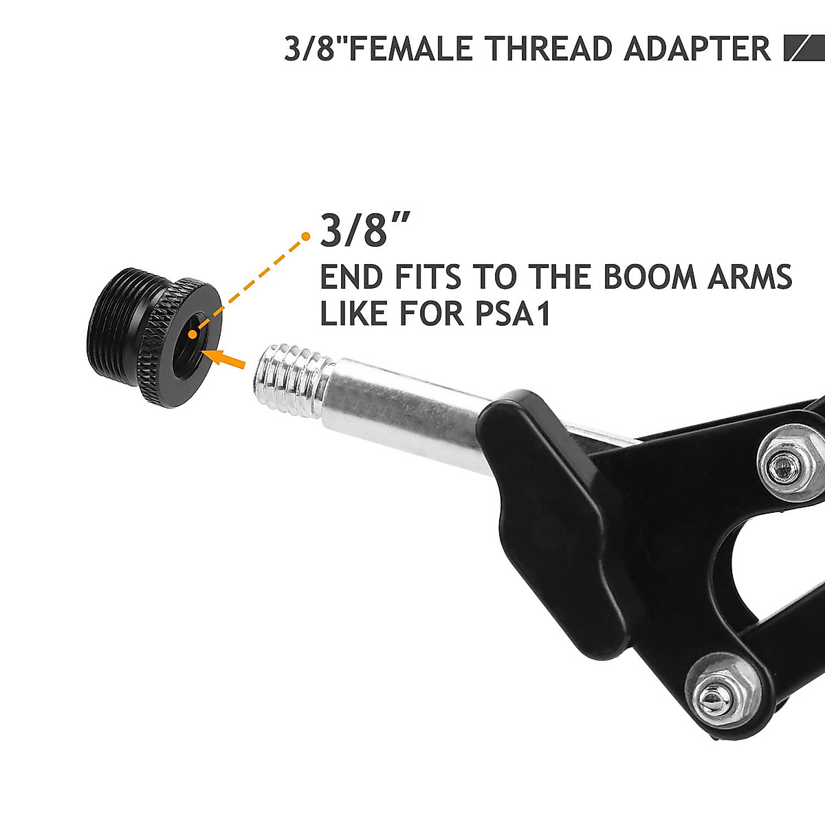 2 Pack Screw Thread Adapter, 5/8" Male to 3/8" Female Mic Screw for Blue Yeti/Blue Snowball/Blue Yeti X Microphone Stand Mount by Frgyee (Black)