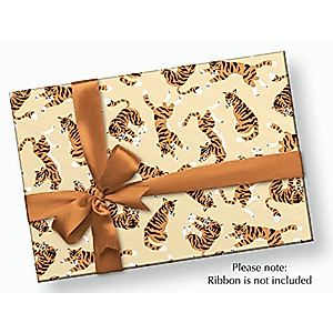 Stesha Party Tiger Wrapping Paper Funny Present Gift Wrap Folded Flat 30 x 20 Inch, 3 Sheets