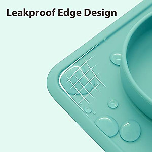 Silicone Baby Suction Plate, Non-Slip Feeding Placemat for Babies Infants Toddlers Kids Dishes, Stick to High Chair Trays and Table,Microwave Dishwasher Safe (Cute Koala, Baby Green)