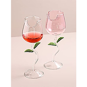 HEEPDD Rose Flower Cocktail Glass Durable for Parties and Bars High Borosilicate Glass Wine Cup (280ml Transparent 1 pc)