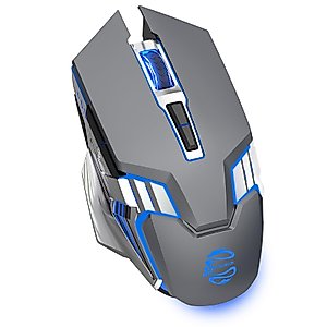 SHUNJINRUN Bluetooth Mouse, Rechargeable Wireless Mouse with 7 Buttons, RGB, 3 Modes, Ergonomic Computer Mouse for Laptop, Mac, PC, Chromebook, iPad, Tablet etc. - Gray