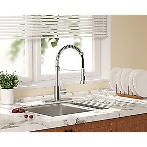 IBOFYY Brushed Nickel Kitchen Faucets Single Handle Commercial Kitchen Sink Faucet with Multifunctional Pull-Down Spout for Farmhouse RV Bar with 3 Hole Deck (Brushed Nickel)