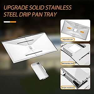 DGF493BNP Drip Pan Grease Tray with Catch Pan Set Grill Replacement Parts for Dyna Glo, Backyard, BHG, Uniflame and More Gas Grill Brand DGE530BSP-D Parts 70-01-279 Grease Pan Adjustable Drip Tray