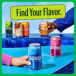 Zevia Zero Sugar Soda, Rainbow Variety Pack, 12 oz Cans (24-Pack) – Naturally Sweetened, Zero Calorie Sugar Free Soda - Non-GMO Project Verified, Gluten-Free, Vegan