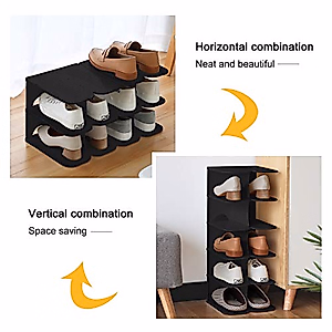 ACPOP 6-Tier Free-Standing Shoe Rack, Adjustable Shoe Shelf, Space Saving Shoes Storage Organizer Stand for Entryway, Hallway, Closet, Black
