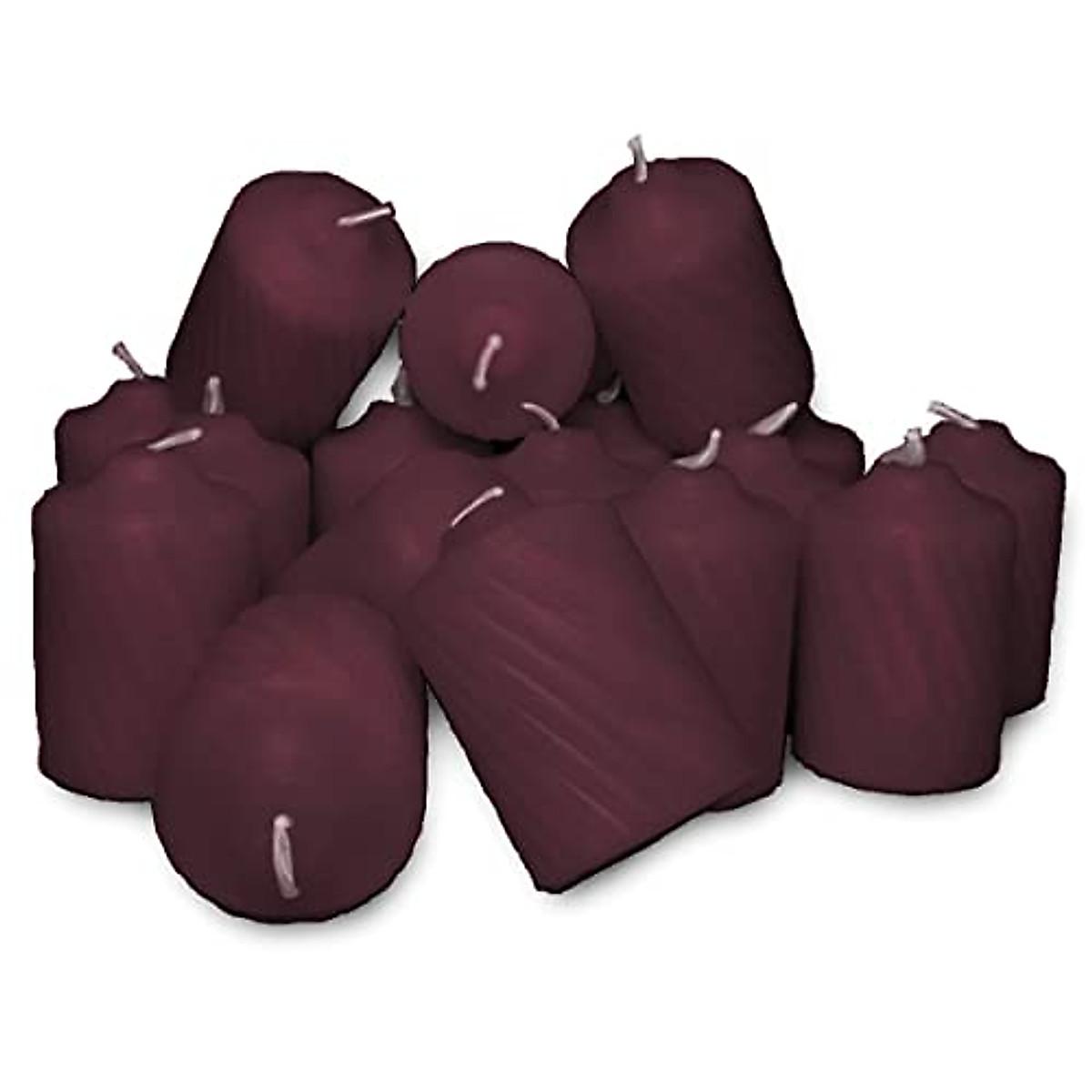 Burgundy Mulberry Scented Votive Candles - 15 Hour Long Burn Time - Textured Finish - Box of 20