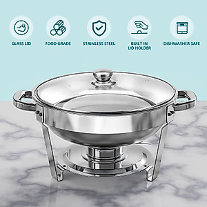 Chafing Dish Buffet Set 5 QT 4 Packs Stainless Steel Buffet Servers and Warmers, Chaffing Servers with Covers, Catering, Chafer,Food Warmer for Parties Weddings