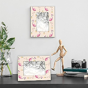 POFATO Pink Flamingo Bird Pineapple 4x6 Picture Frame Wood Photo Frame for Tabletop Display Wall Mount Picture Frame Display 4x 6 Inch Photo Wall Decor Home Gift Frames