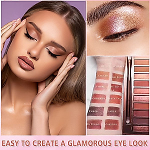 XINGXYUEL 12 Colors Matte Naked Eyeshadow Palette Nude Matte Eyeshadow Palette Shimmer Neutral Eye Shadow Palette Highly Pigmented Eye Makeup Palettes with Brush(Set A Matte)