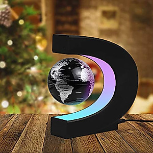 JOWHOL Magnetic Floating Globe with LED Lights, Perpetual Auto-Rotating, 3.3 inch Levitating Globe, Gift for Men Father Boys & Girls, Desk Tech Gadget Decor for Office/Home (Black)