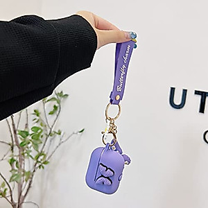 Airpods Pro 2nd 2022 Case Butterfly 3D Cover,Ponnky Funny Cute Cartoon Soft Skin Silicone Protective Accessories with Kawaii Keychain Strap for Apple Airpods Pro 2nd Gen Case for Women Girls (Purple)