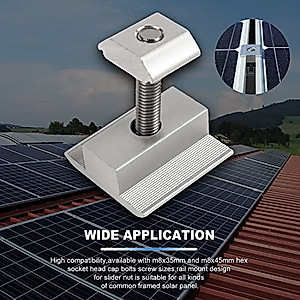 Solar Panel Clamps Panel with Hex Socket Head Cap Bolts Spring Washer and Slider Nut Solar Mid Clamp for Solar Panel Mounting,4 Sets